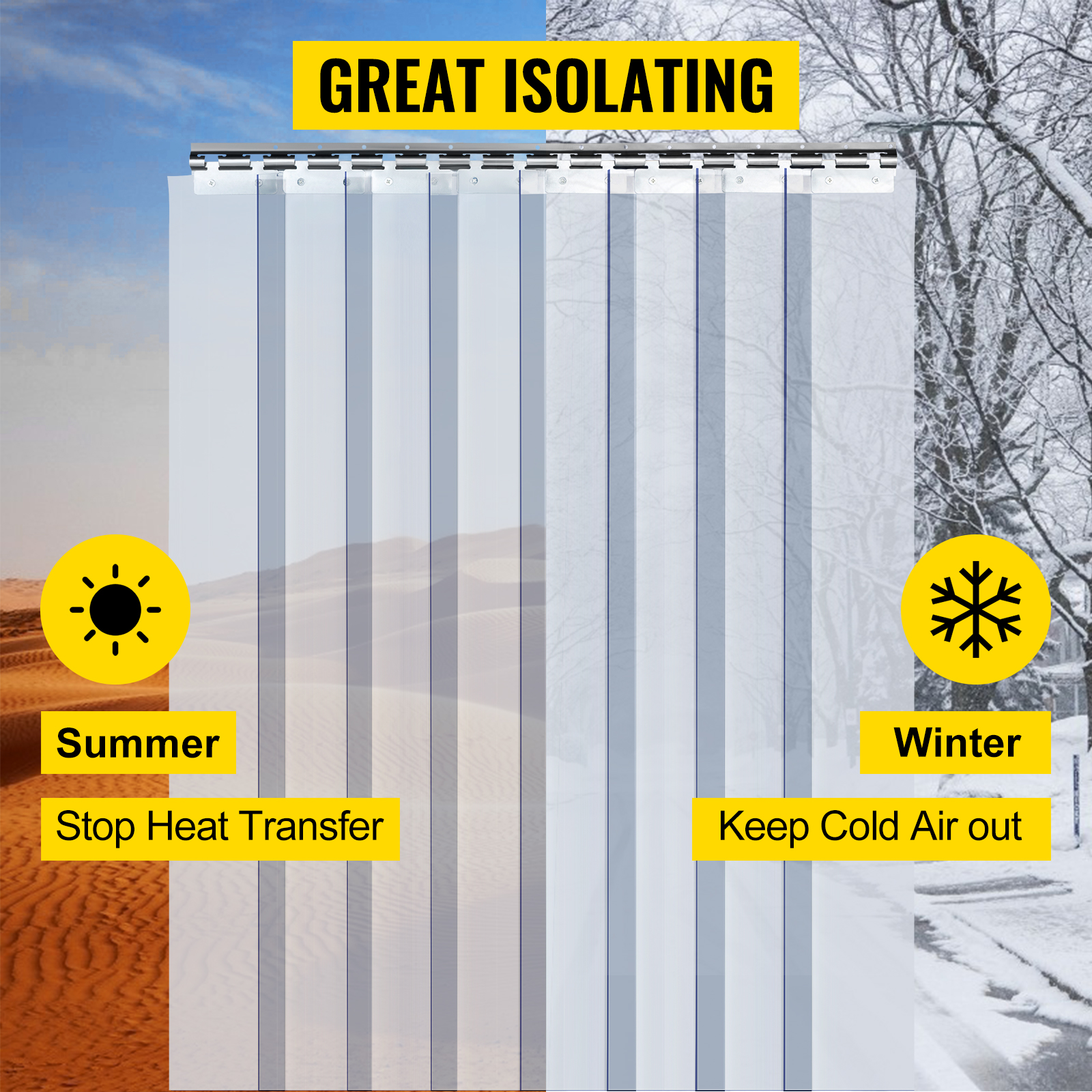 VEVOR Plastic Curtain, 4ft Width x 7ft Height Plastic Strip Curtain ...