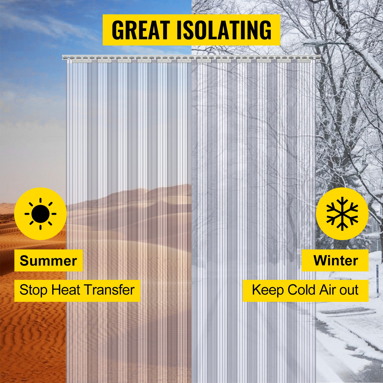 VEVOR Plastic Curtain, 6ft Width x 8ft Height Plastic Strip Curtain ...