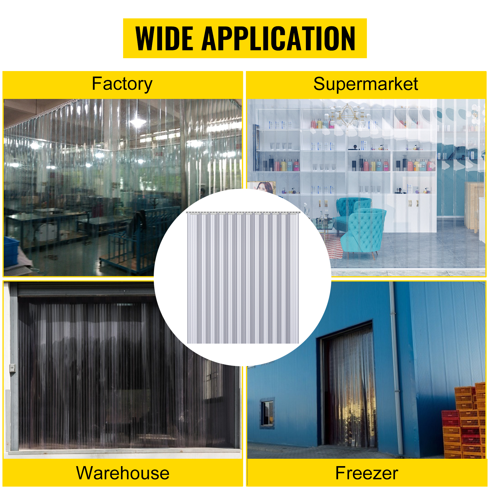 VEVOR Plastic Curtain, 6ft Width x 8ft Height Plastic Strip Curtain ...