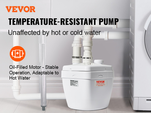 VEVOR Utility Sink Pump Laundry Sink Drain Pump System 1/3 HP 1500 GPH ...