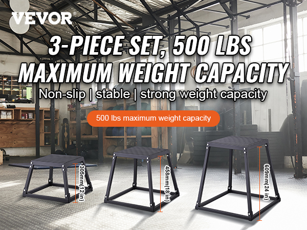 VEVOR Plyometric Jump Boxes, 12/18/24 Inch Plyo Box, Platform and ...