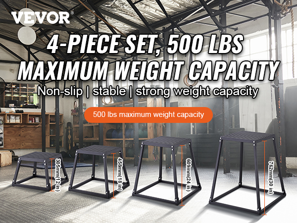 VEVOR Plyometric Jump Boxes, 12/18/24/30 Inch Plyo Box, Platform and ...