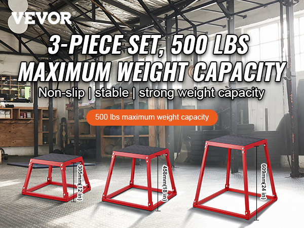 VEVOR Plyometric Jump Boxes, 12/18/24 Inch Plyo Box, Platform and ...