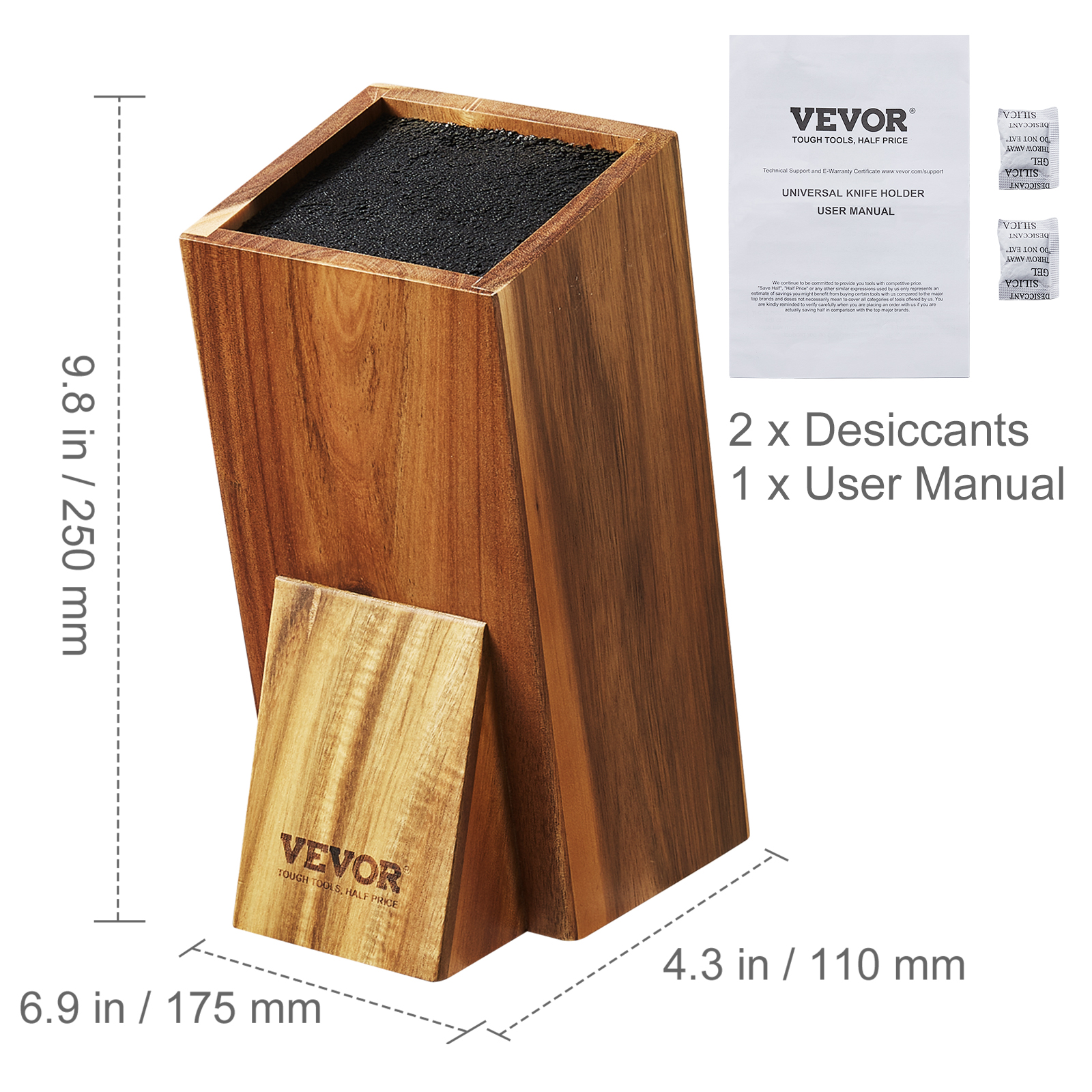 VEVOR Messerblock 175 x 110 x 250 mm Messerblock-Set, Holzblock für ...