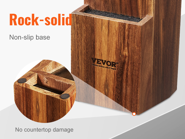 VEVOR Universal Knife Holder, Acacia Wood Knife Block Without Knives ...