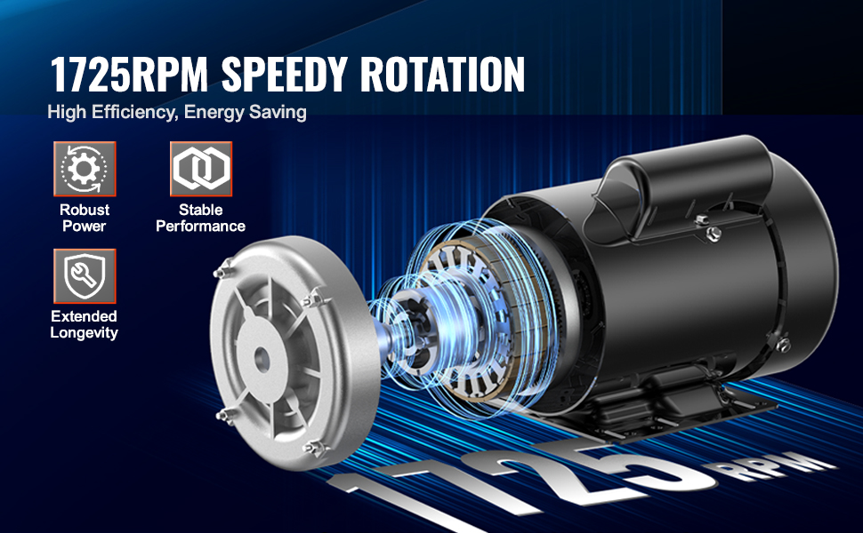 VEVOR 0.75HP Electric Motor 1725RPM AC115/230V 56 Frame 1-Phase 5/8 ...