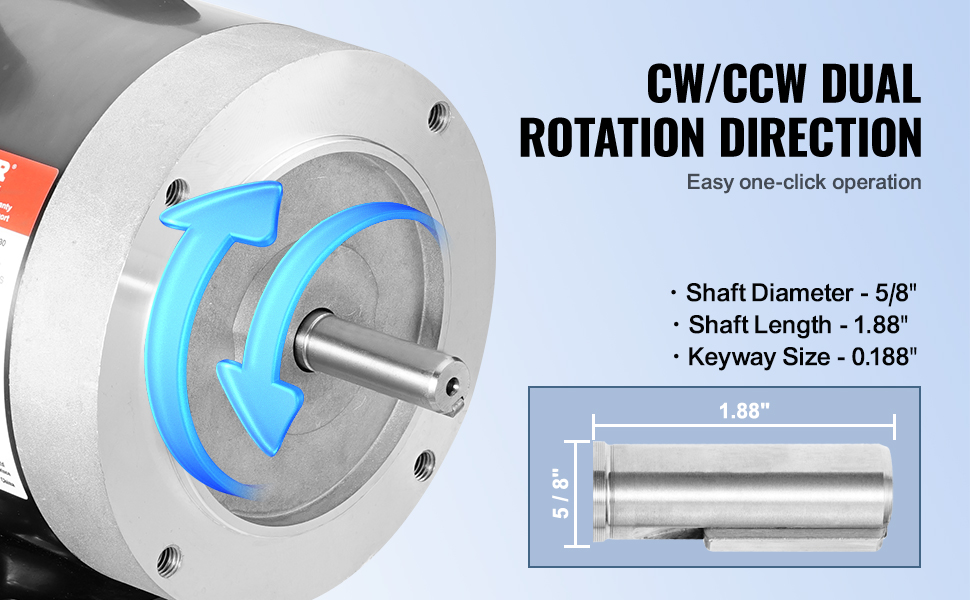 VEVOR 2HP Electric Motor 1725 rpm, AC 115V/230V, 56C Frame, Air ...