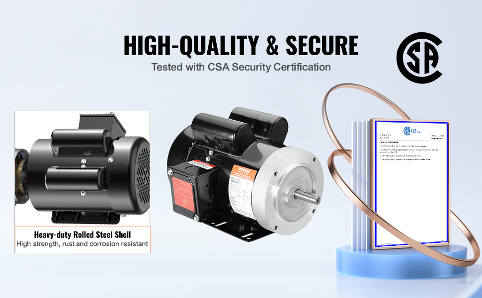 VEVOR 1.5HP Electric Motor 3450RPM AC11V/230V 56C Frame 1-Phase 5/8 ...