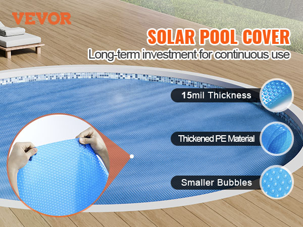 VEVOR Solar Pool Cover, Φ10 ft Round Solar Blanket for Pools, Inground ...