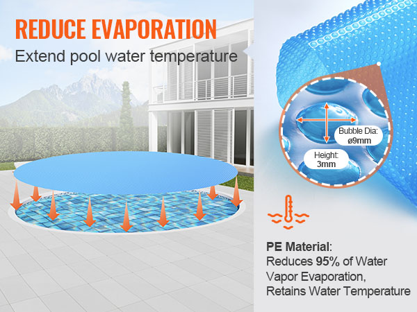 VEVOR Solar Pool Cover, Φ10 ft Round Solar Blanket for Pools, Inground ...