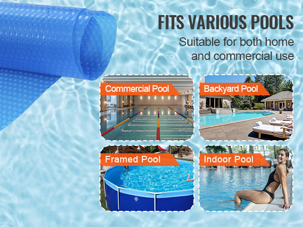 VEVOR Solar Pool Cover, Φ10 ft Round Solar Blanket for Pools, Inground ...