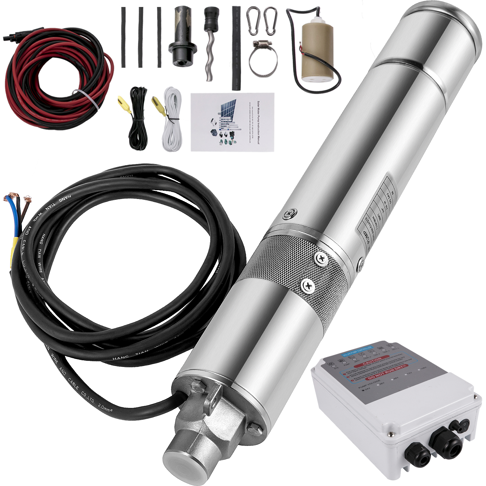 VEVOR Solar Deep Well Pump Submersible Well Pump Kit 24 V 316 Stainless ...