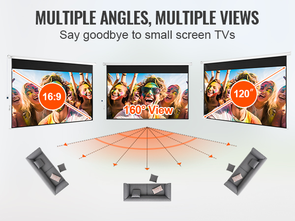 VEVOR Motorized Projector Screen, 120 inch 16:9 4K 1080 HD Electric ...