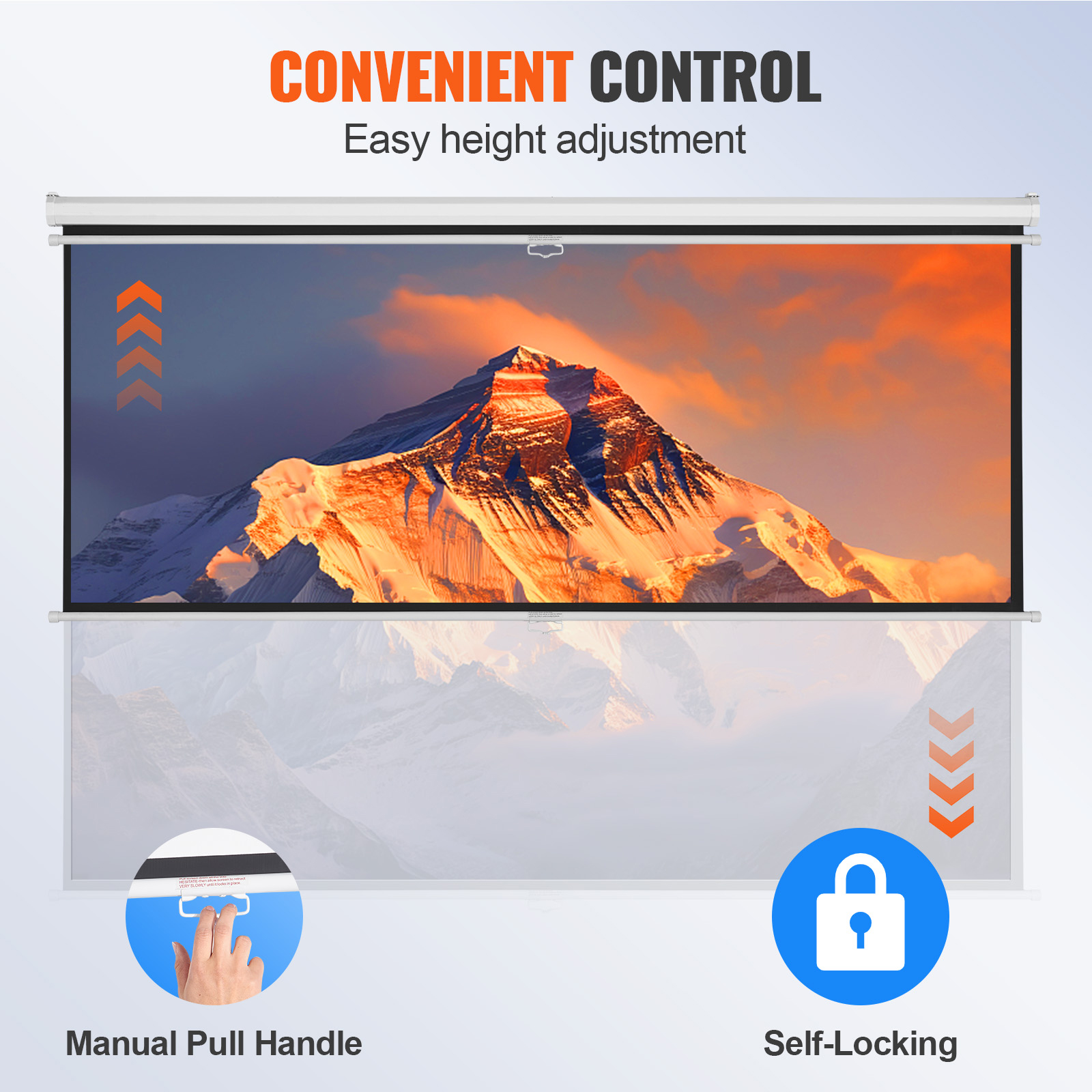 Mophorn Manual Pull Down Projector Screen, 100 inch 16:9 4K 1080 HD ...