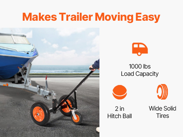 1000lbs Trailer Dolly 16.7 and 22 in Adjustable Height 2 in Ball 14 in ...