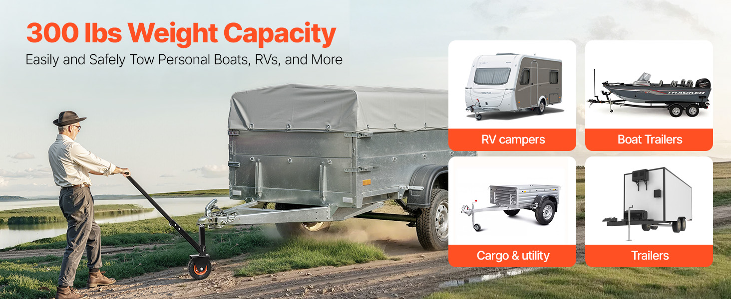 VEVOR Trailer Dolly, 300lbs Tongue Weight Capacity, 16.5 inch and 22 ...