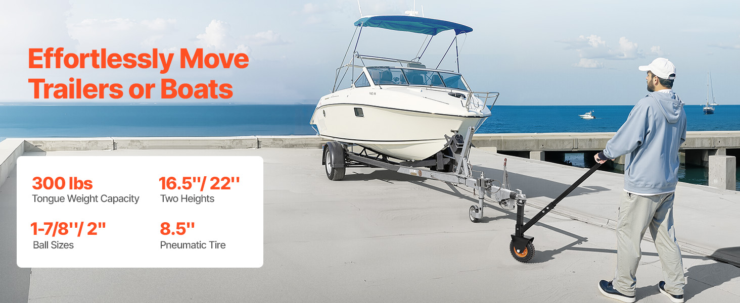 VEVOR Trailer Dolly, 300lbs Tongue Weight Capacity, 16.5 inch and 22 ...