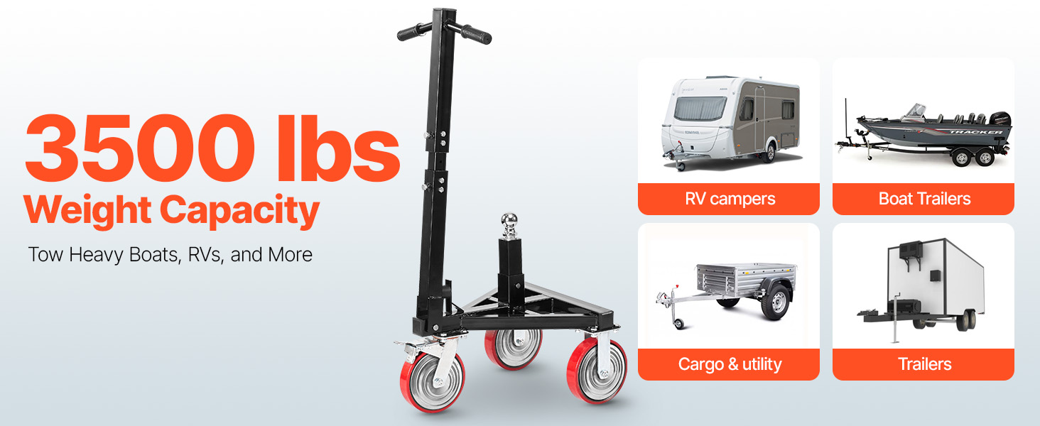 VEVOR Trailer Dolly, 3500lbs Tongue Weight Capacity, 18 inch and 22 ...