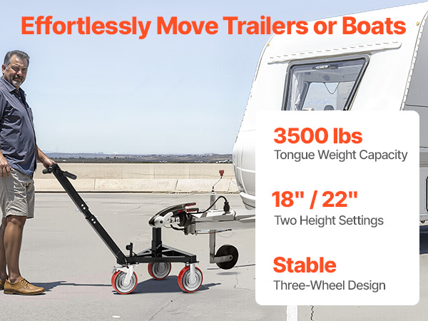 Trailer Dolly 3500lbs Tunga Vikt Kapacitet 18 och 22 tum Höjdjusterbar ...