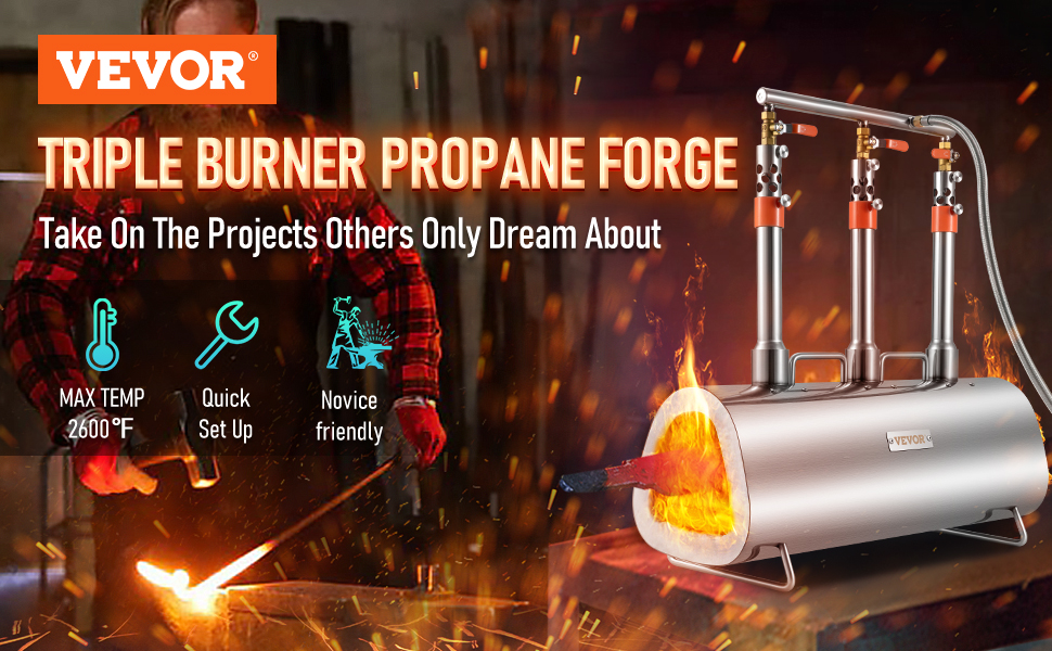 VEVOR Forge Portable Portable, Triple Burner Tool and Knife Making ...