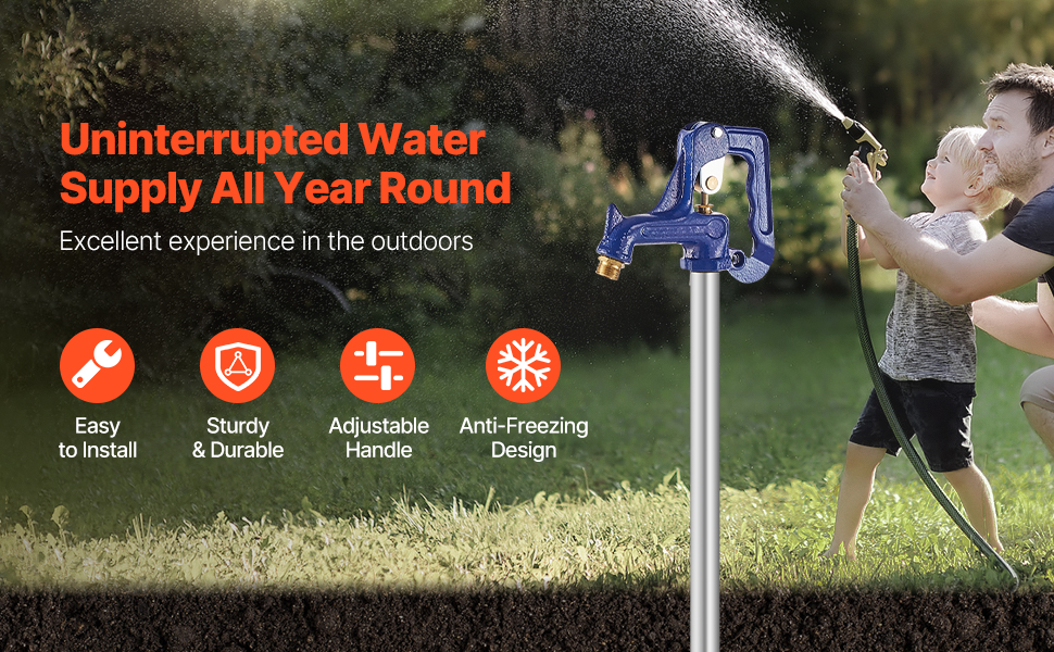 Frost Proof Yard Hydrant 75'' Length 48" Bury Depth Heavy-Duty Cast ...