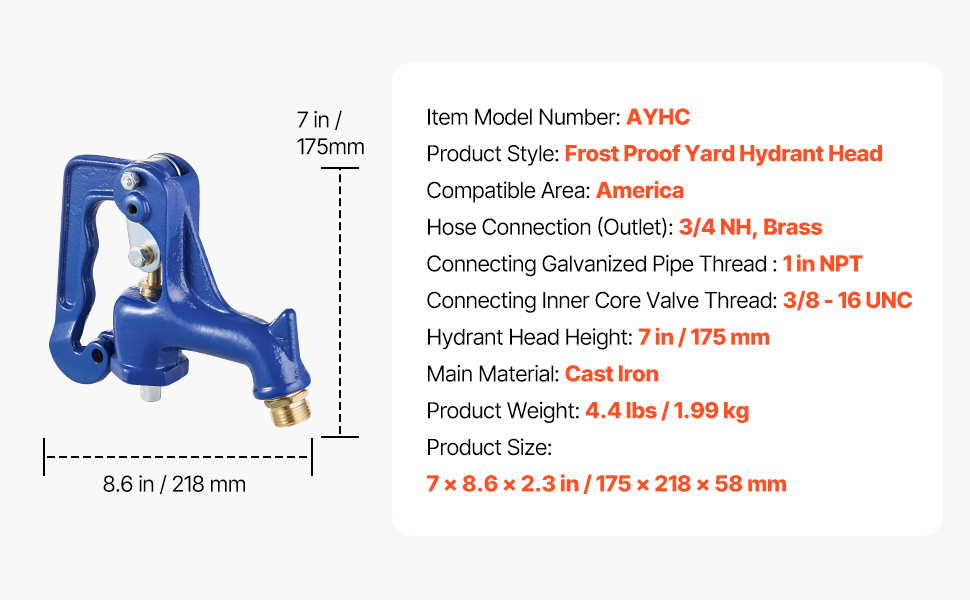 Frost Free Outdoor Faucet Freeze Proof Yard Hydrant Complete Head ...