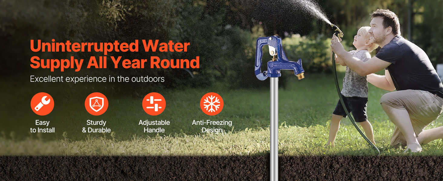 VEVOR Frost Proof Yard Hydrant 51'' Längd 24" Bury Deep Heavy Duty ...