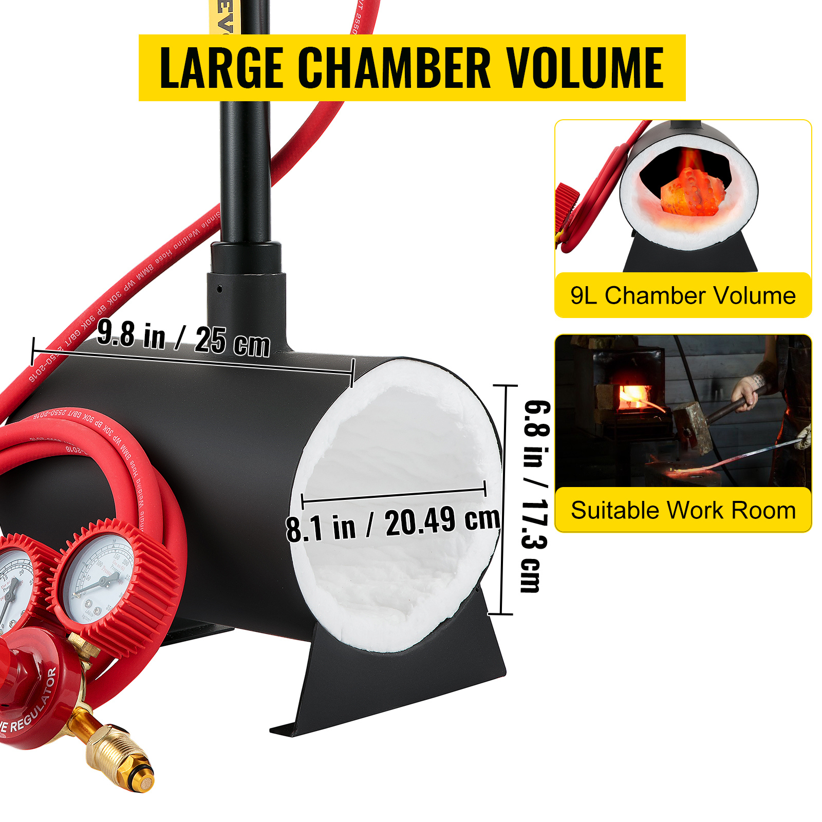 VEVOR Gas Propane Forge Furnace Burner Portable Single Burner Metal ...