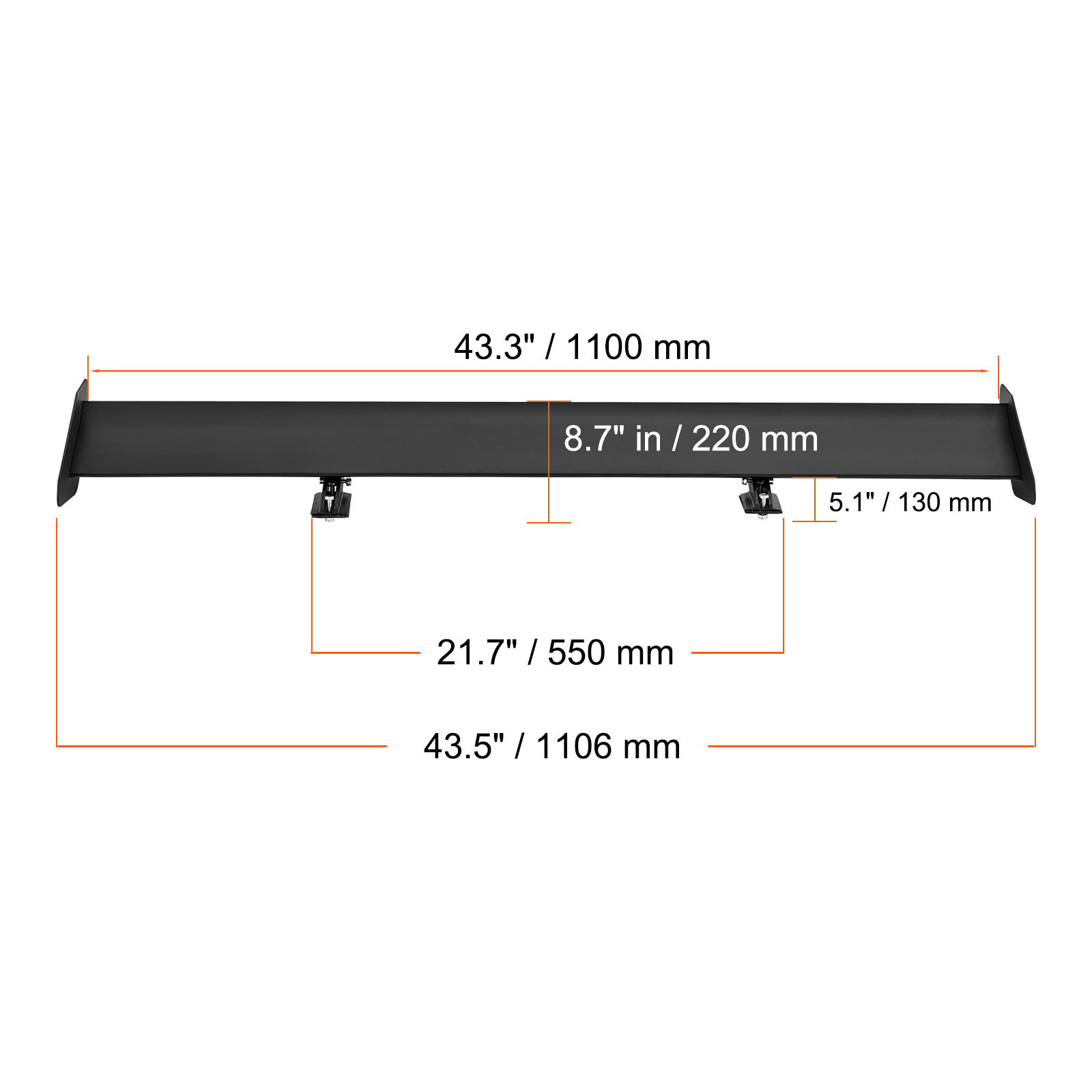 VEVOR GT Wing Car Spoiler, 43.3 inch Universal Spoiler with Single Deck ...