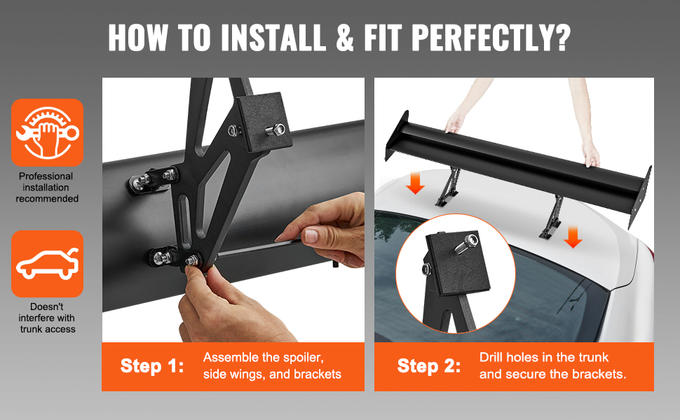 VEVOR VEVOR GT Wing Spoiler per Auto, Spoiler Universale da 1350 mm con ...