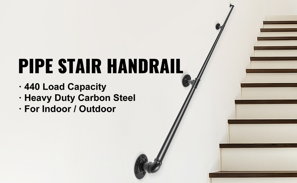Mophorn Pipe Stair Handrail 10FT Staircase Handrail 440LBS Load ...