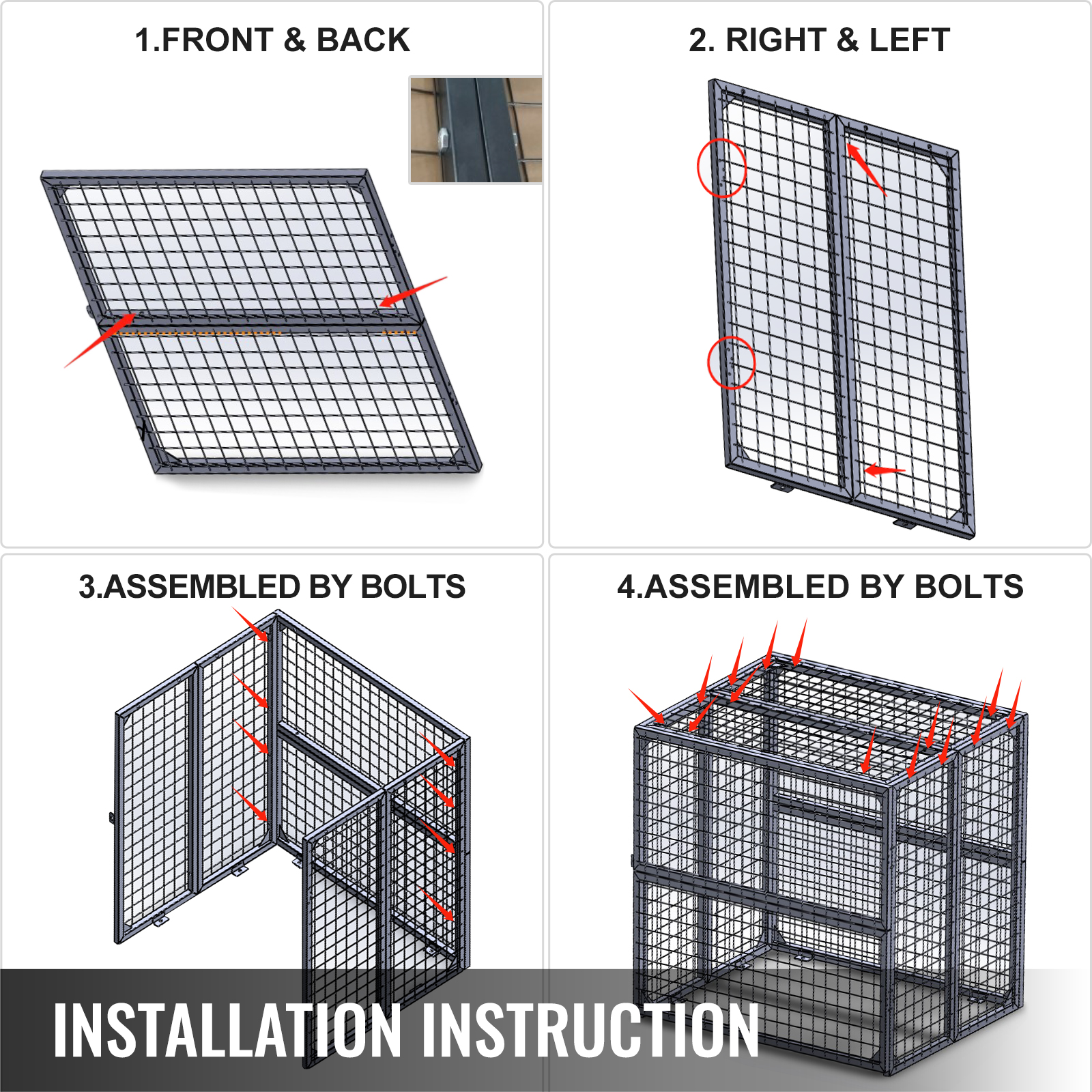 Vevor Gas Bottle Cages Collapsible Cylinder Bottle Storage, Four 42lbs ...