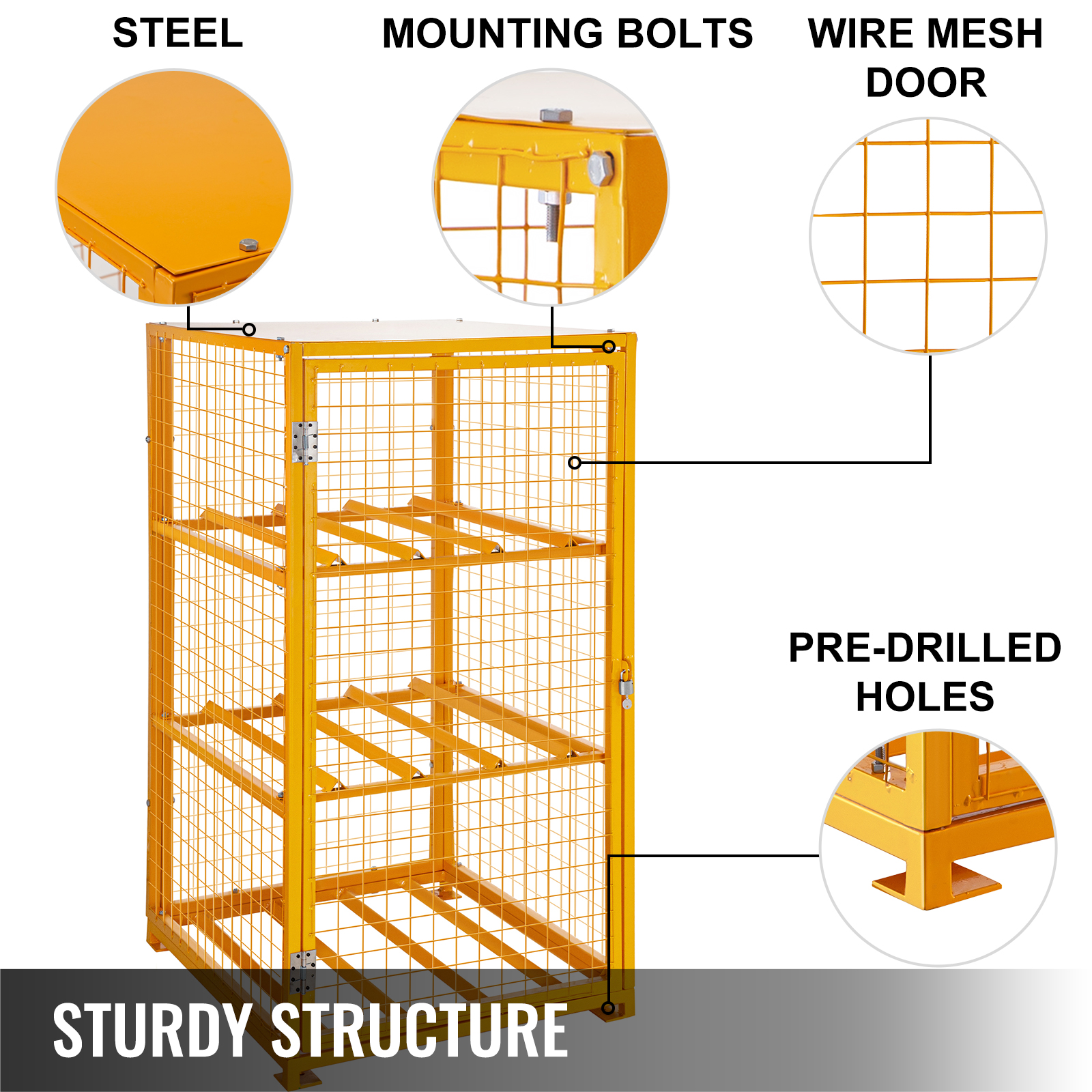 VEVOR Cylinder Storage Cabinet for Eight 50lbs Cylinders, Vertical ...