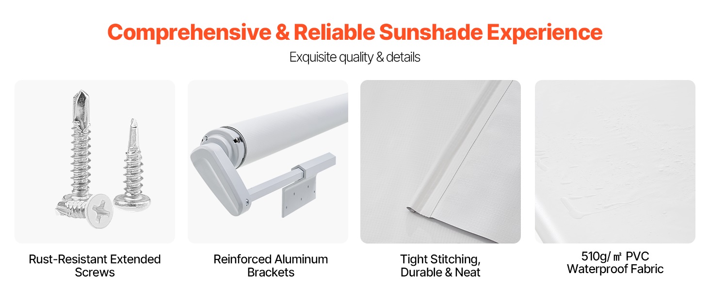 1" to 13' Awning Fabric Replacement White Slide Topper Awning for RVs ...