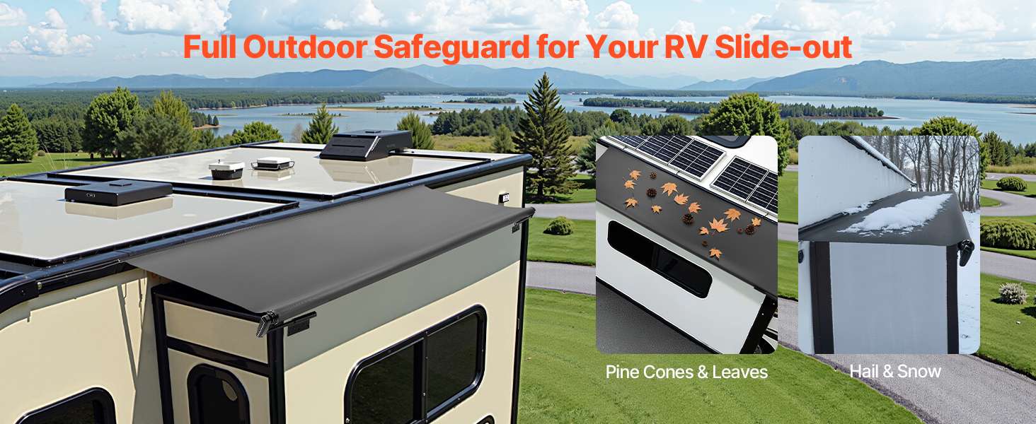 7" to 13' Awning Fabric Replacement Black Slide Topper Awning for RVs ...