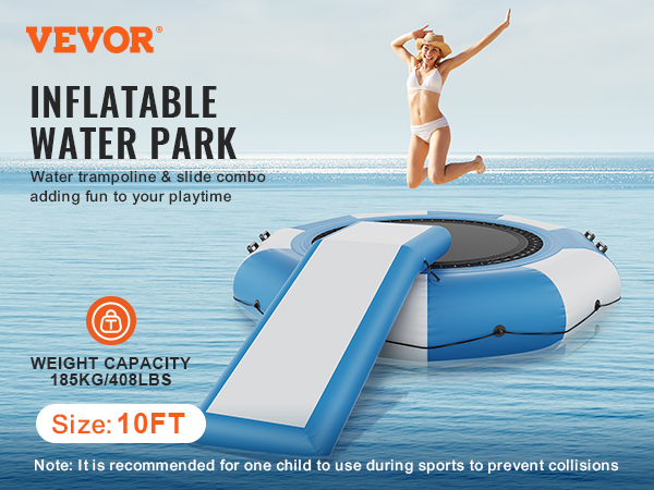 VEVOR VEVOR 10ft Inflatable Water Trampoline Swim Platform Bounce with ...