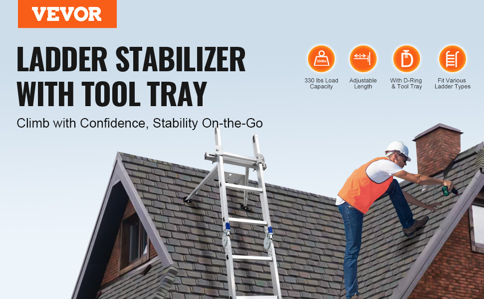 VEVOR Ladder Stabilizer Adjustable Feet Extension Standoff Heavy Duty ...
