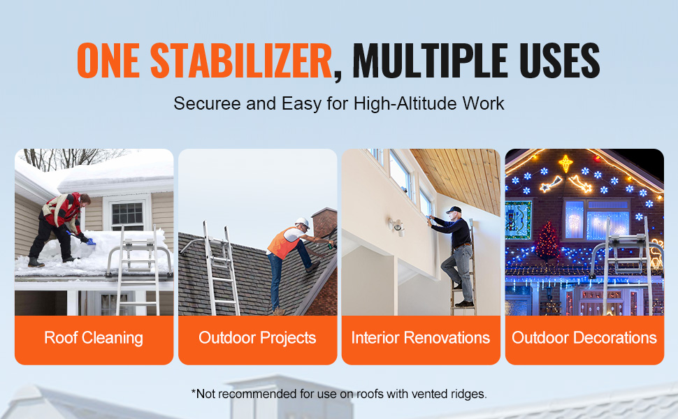 VEVOR Ladder Stabilizer with Wing Span Heavy Duty Steel Roof Hook ...