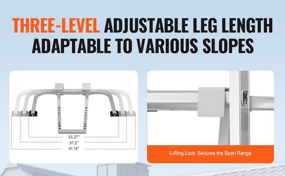 VEVOR Ladder Stabilizer with Wing Span Heavy Duty Steel Roof Hook ...