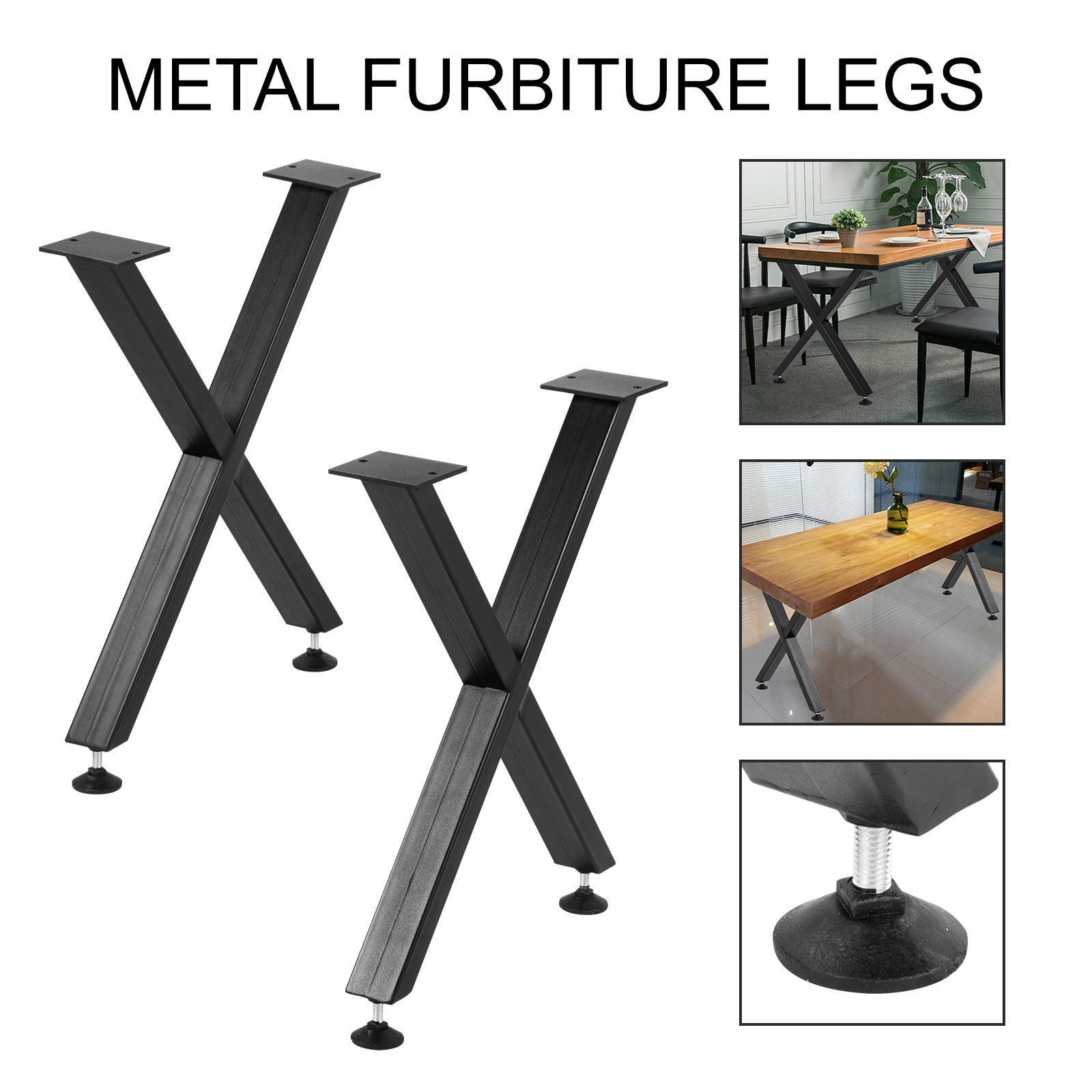 Vevor 2 Pcs Industrial Steel Table Legs Chair Desk Metal Legs Set Black ...