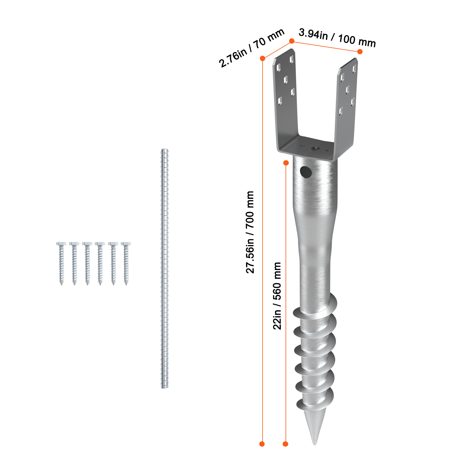 Mophorn No Dig Ground Anchor, 1 Pack 3.94 x 2.76 x 27.56 in DIY Screw ...