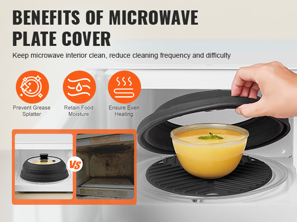 VEVOR Microwave Splatter Cover & Mat 10.8" Collapsible Microwave Food ...