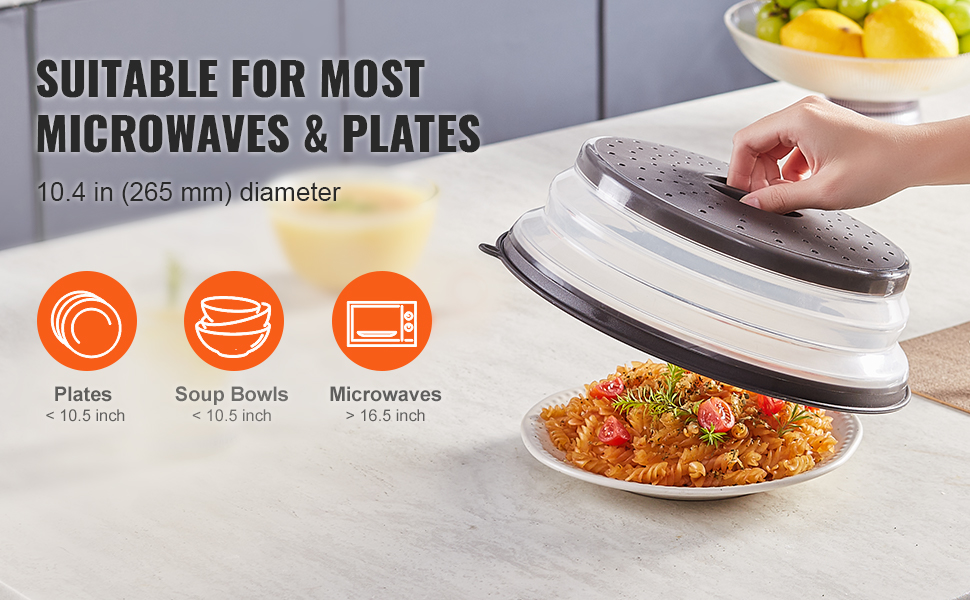 VEVOR 2PCS Microwave Splatter Covers 10.4" Collapsible Microwave Food ...