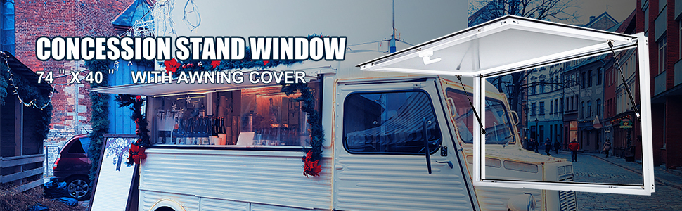VEVOR Concession Window 74 x 40 Inch, Concession Stand Serving Window ...