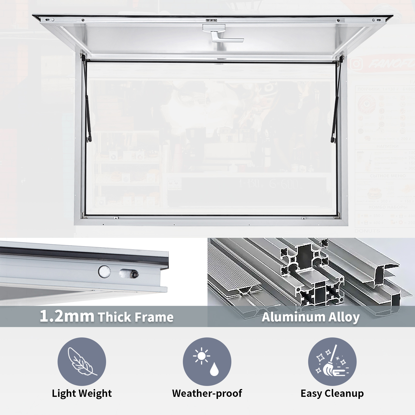 VEVOR Concession Window 74 x 40 Inch, Concession Stand Serving Window ...