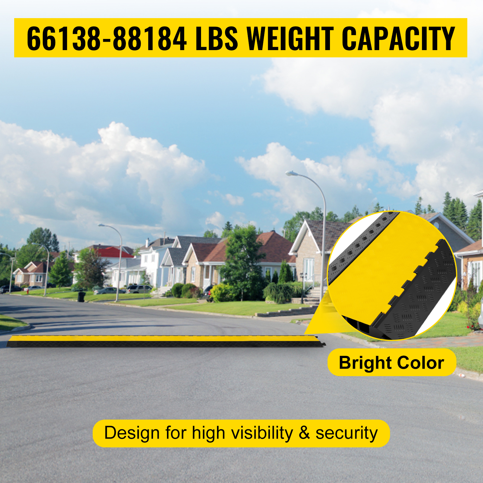 Mophorn 5 Channel Rubber Cable Protectors 66000lbs Heavy Duty Cord Ramp ...