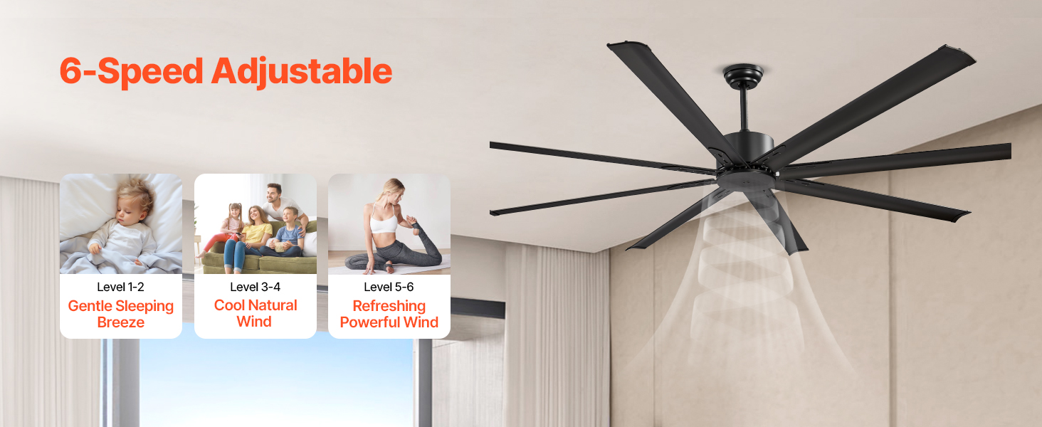 84" Aluminum Ceiling Fan No Light Remote Control Reversible DC Motor ...