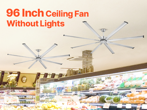 VEVOR 244 cm Aluminum Ceiling Fan Without Light Remote Control Brushed ...
