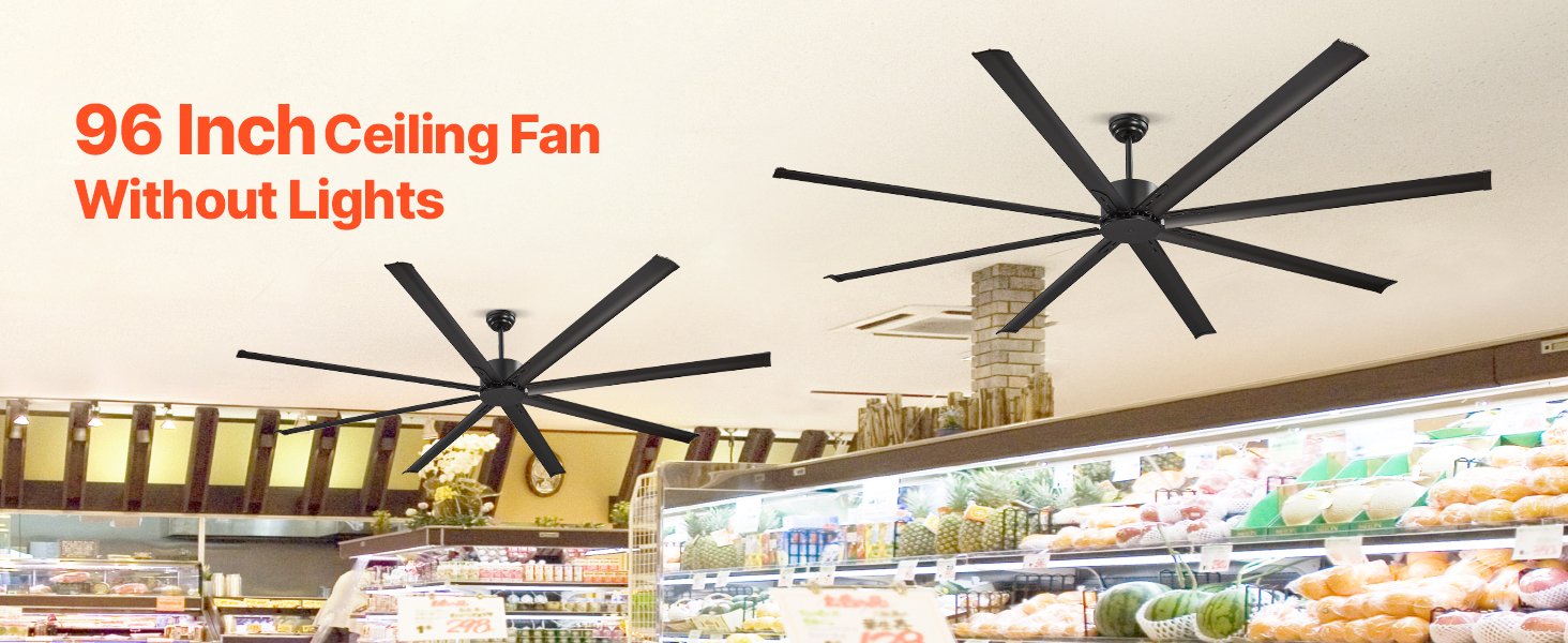 VEVOR 244 cm Aluminum Ceiling Fan Without Light Remote Control DC Motor ...