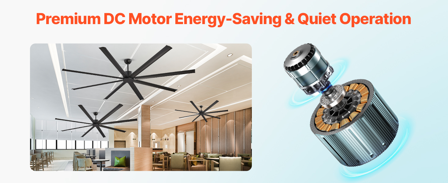 96" Aluminum Ceiling Fan No Light Remote Control Reversible DC Motor ...